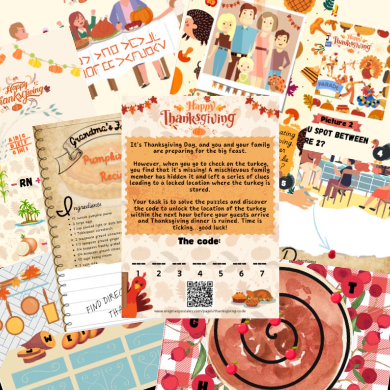 Thanksgiving Escape Room Game | Thanksgiving Printable Party for Kids ...