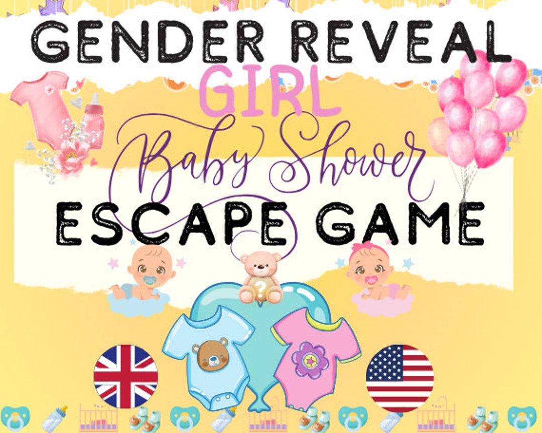 GENDER REVEAL Girl Baby Shower Escape Room Party Kit Diy Printable ...