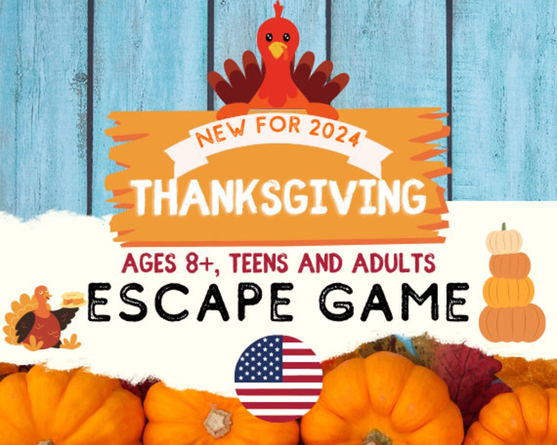 Thanksgiving Escape Room Game | Thanksgiving Printable Party for Kids ...
