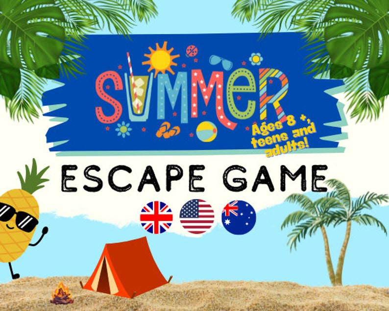 Summer Games | Summer Vacation Escape Room Kit | Printable Party Game ...