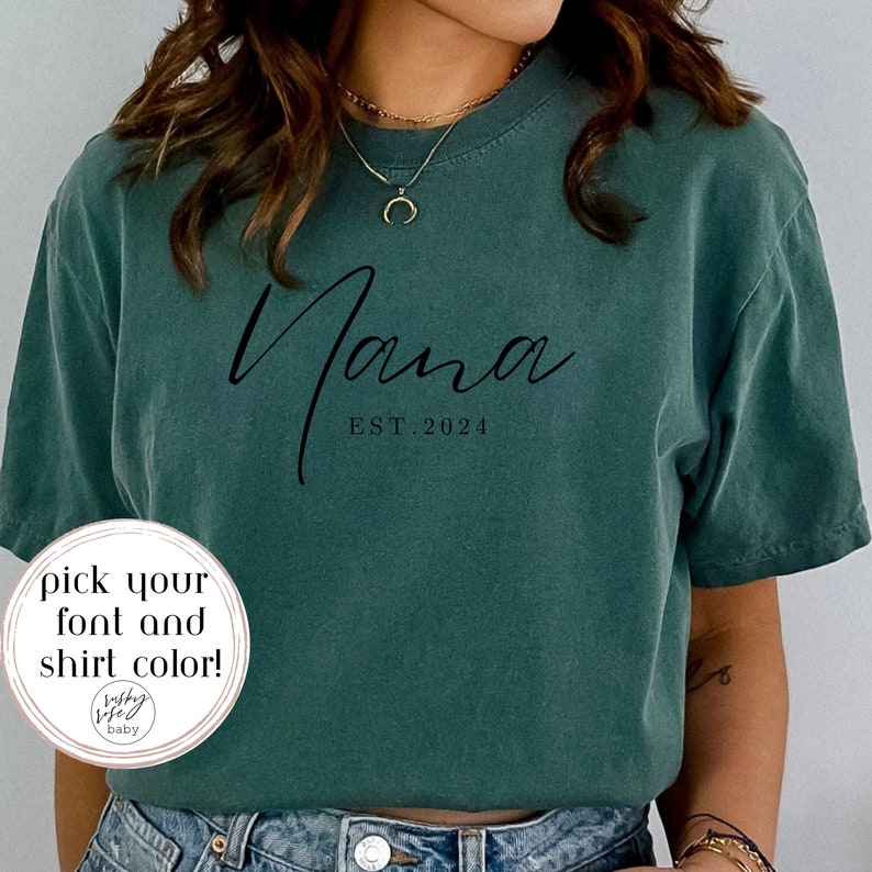 Nana Personalized Shirt,nana EST 2024 New Grandma,pregnancy Reveal Gift ,promoted to Nana,baby ...