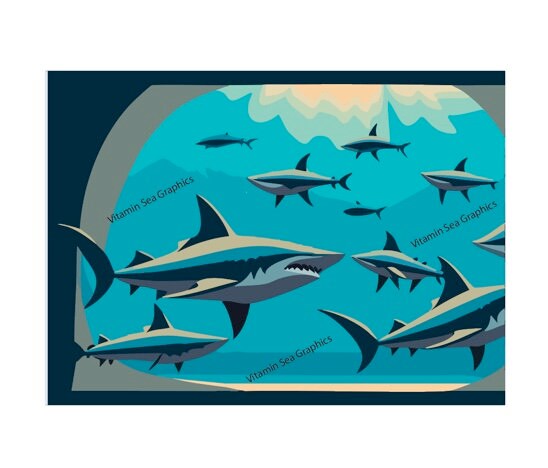 School of Sharks Clipart Png Digital File - Etsy