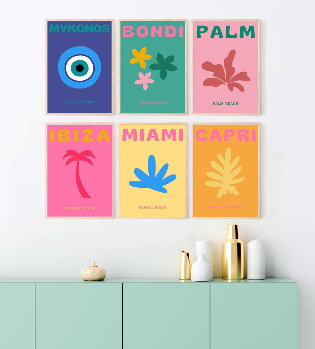 Travel Art Prints Set of 6, Colorful Wall Art,preppy Travel Poster-y2k ...