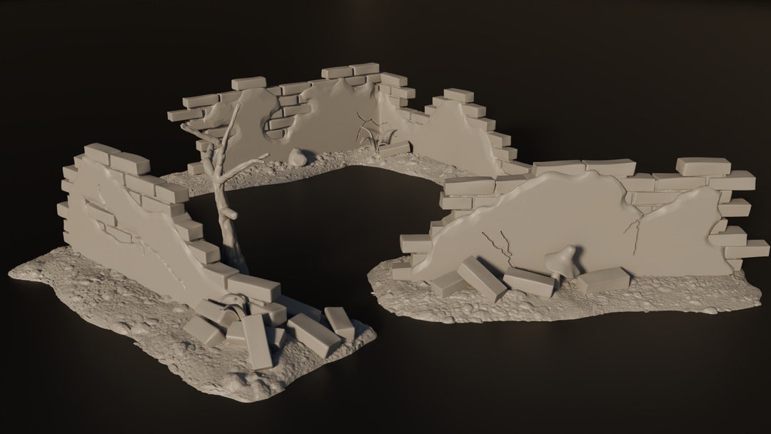 Basic Ruin Wall STL Terrain Printing Landscape Design File - Etsy