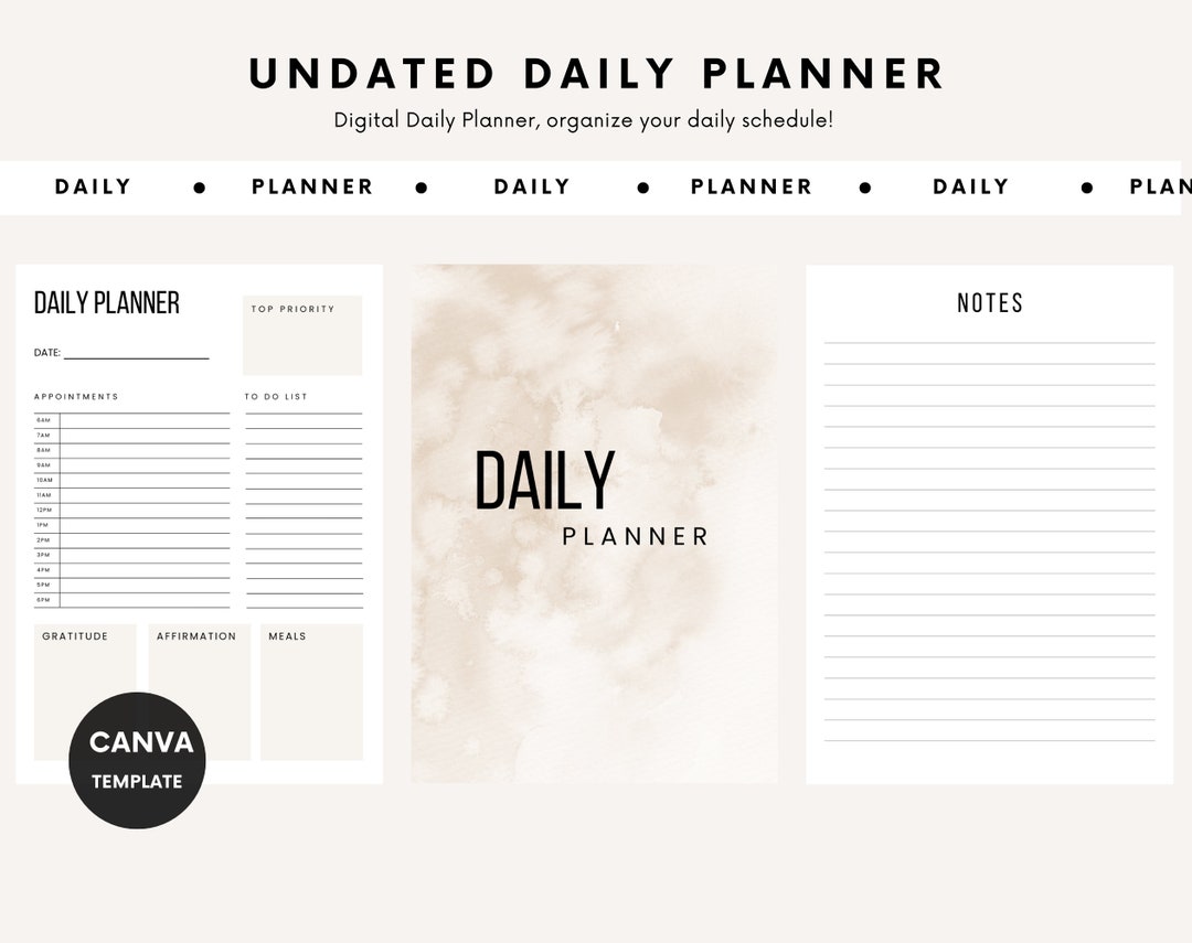Editable Digital Undated Daily/weekly Planner Canva Template | Beige ...