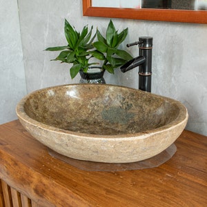 Handmade River Stone Vessel Sink: Natural Bathroom Washbasin (18-21in ...