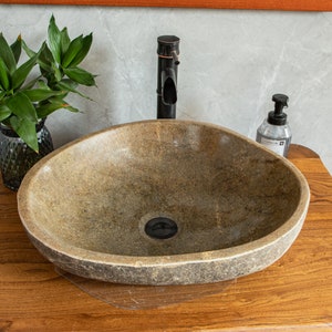 Handmade River Stone Vessel Sink: Natural Bathroom Washbasin (18-21in ...