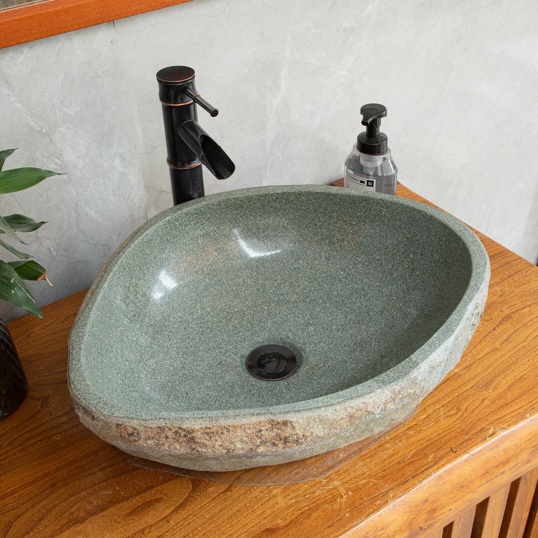 Green Sink, River Stone Sink, 15-19 Inch Medium, Farmhouse Personalized ...