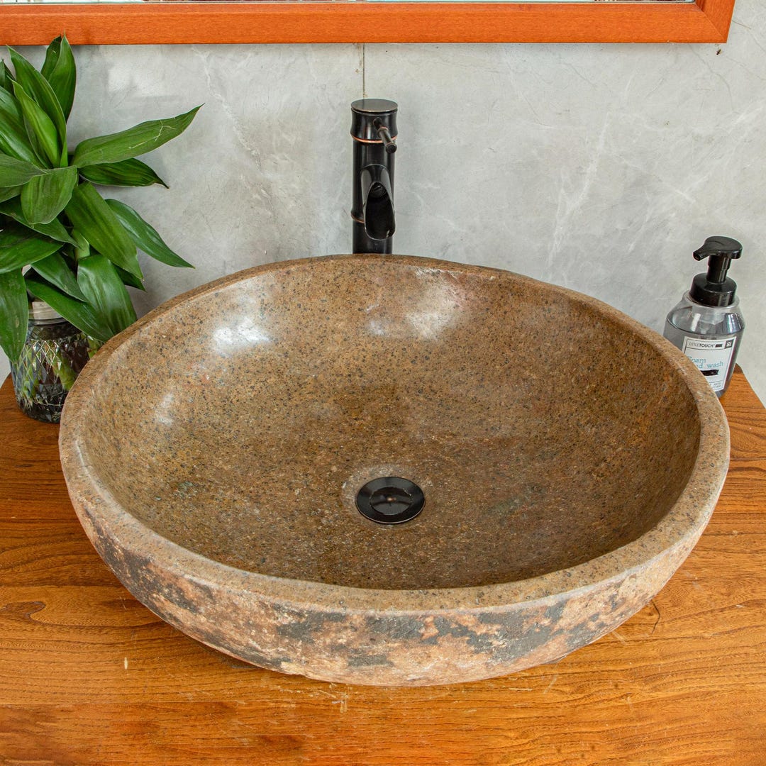 Extra-large River Stone Sink: Hand-carved Natural Bathroom Decor (20 ...