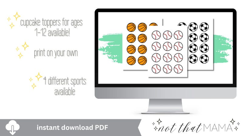 Batter Up! All Star Sports-themed Cupcake Toppers (printable ...
