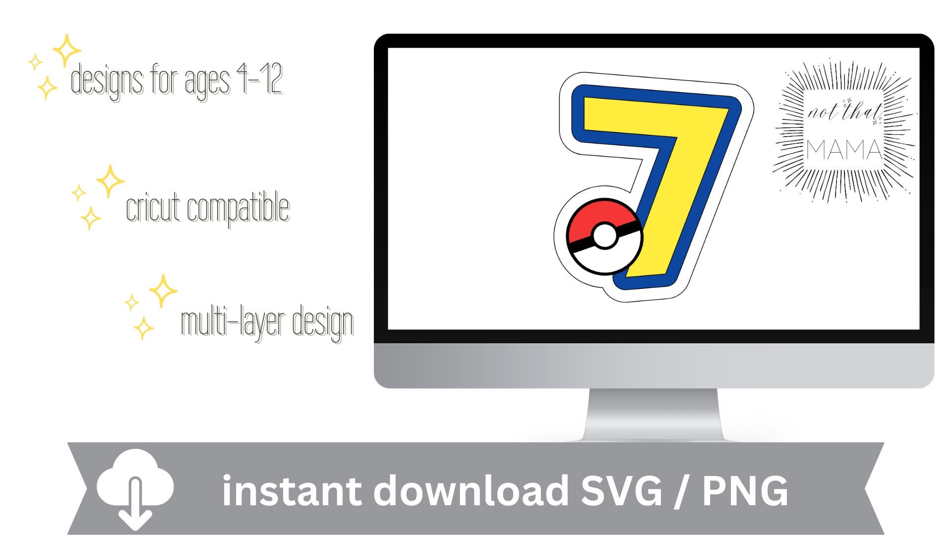 Pokemon Birthday Caketopper With Pokeball (SVG Cricut Cut File or ...