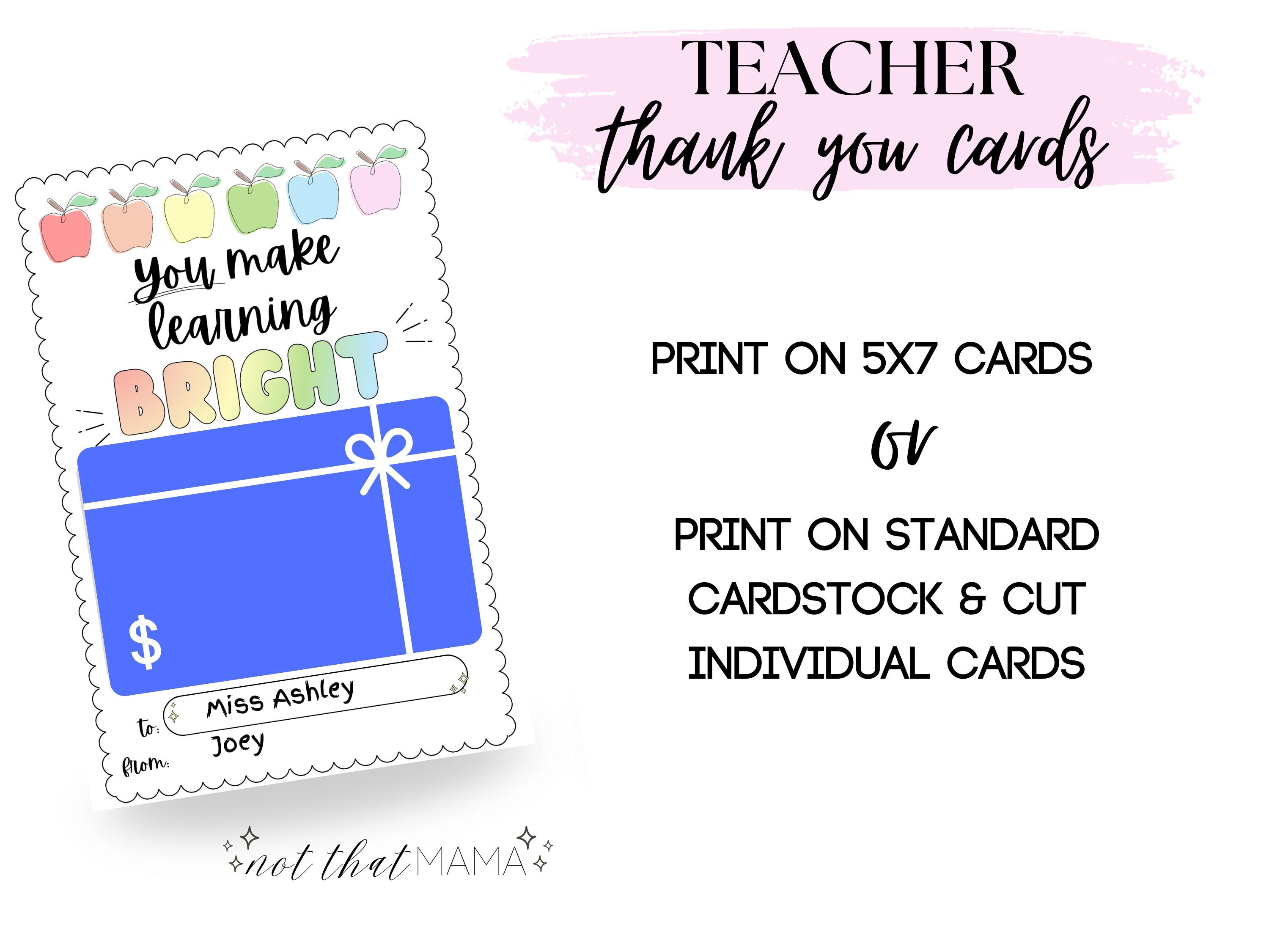 Rainbow Teacher Appreciation / Thank You Card - Gift Card Holder ...