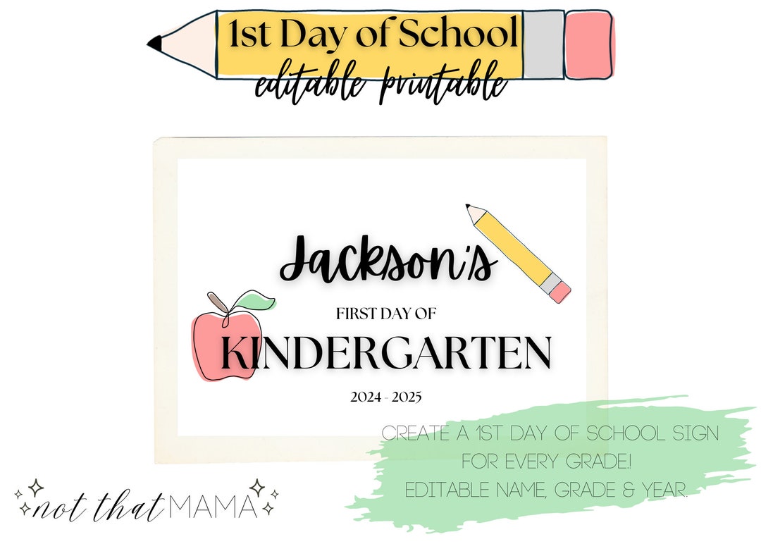 Personalized First and Last Day of School Sign: Classic School Theme ...
