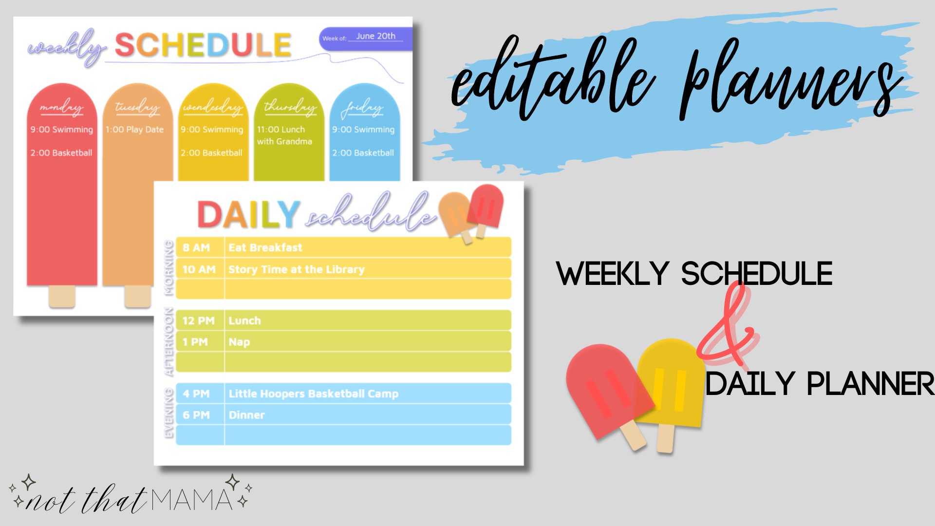 Printable Editable Summer Planner Bundle POPSICLE FUN! (instant ...