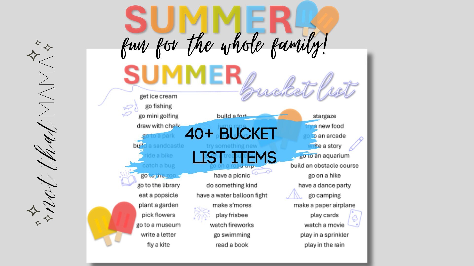 Printable Summer Bucket List - Popsicle Theme (instant Download) - Etsy
