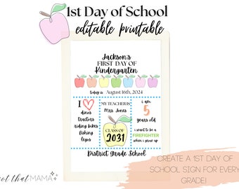 First / Last Day of School All About Me Sign Editable Template,back to ...