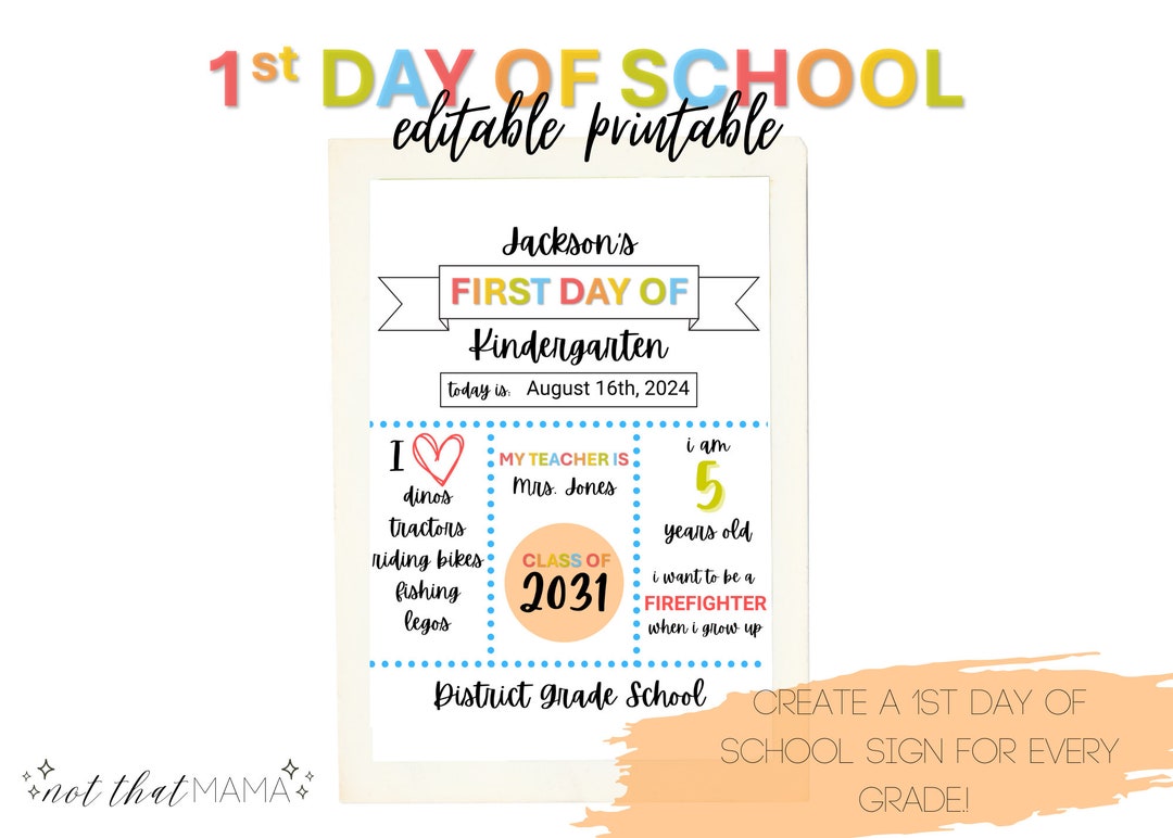 First / Last Day of School All About Me Sign Editable Template,back to ...