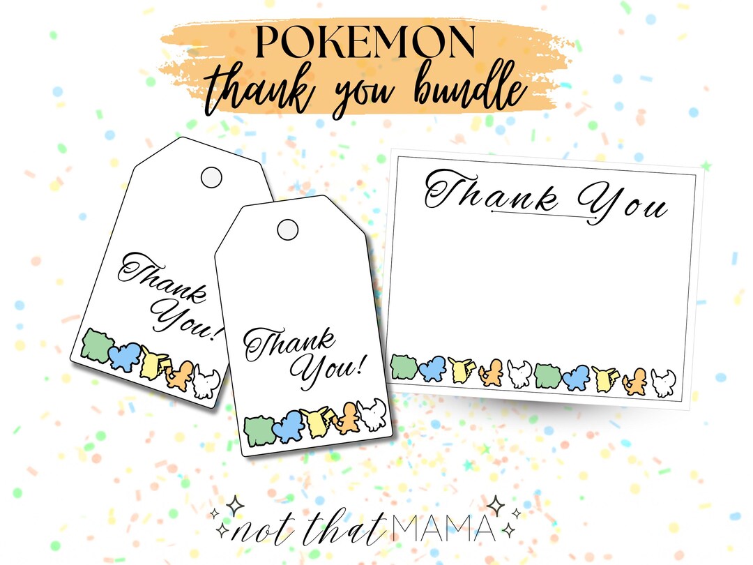Pikachu & Friends Pokémon Thank You Bundle - Printable Pokemon Cards ...