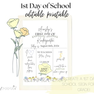 First / Last Day of School All About Me Sign Editable Template, Back to ...