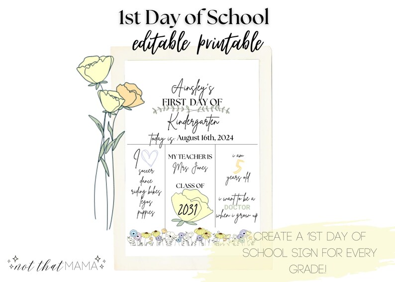 First / Last Day of School All About Me Sign Editable Template, Back to ...