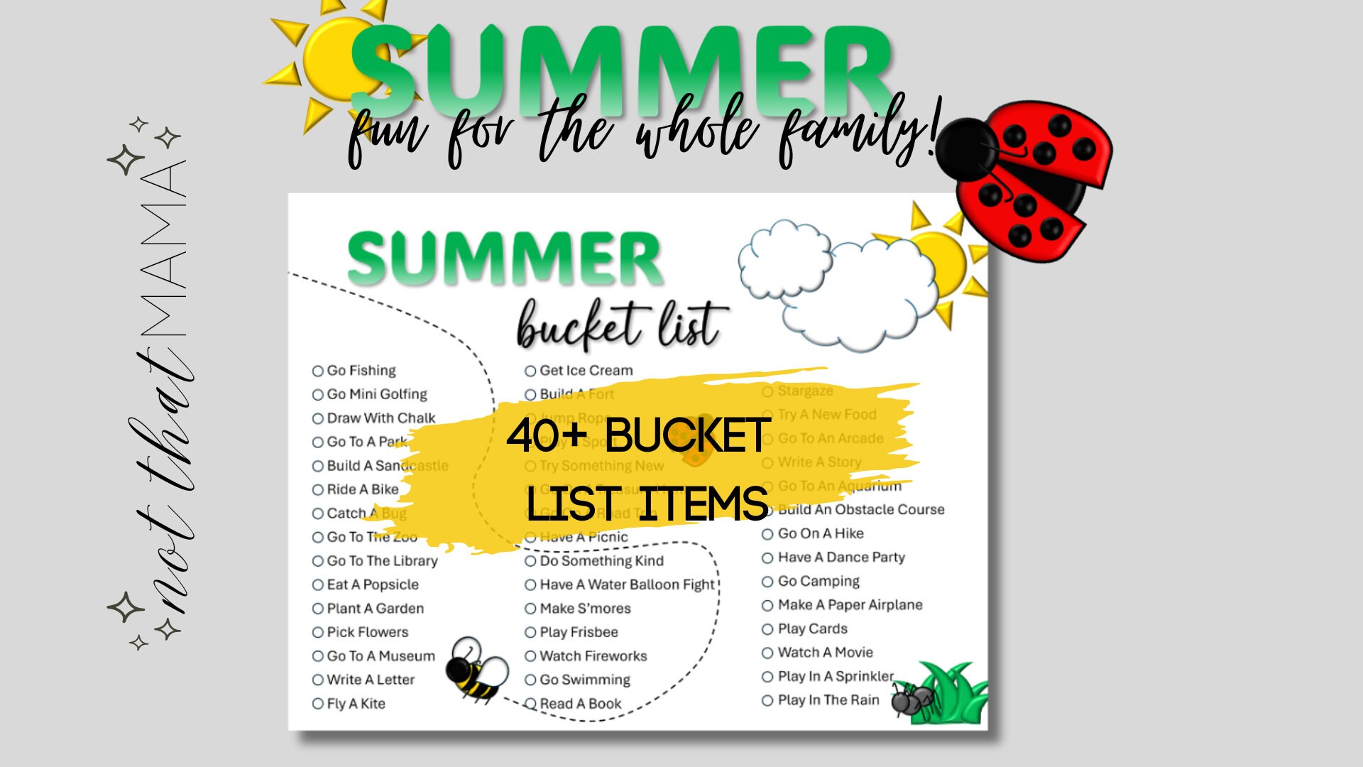 Printable Summer Bucket List - Bugs (instant Download) - Etsy