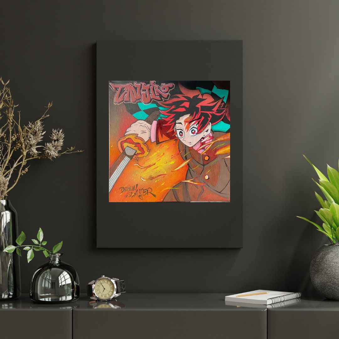 TANJIRO Demon Slayer Canvas Graffiti Selfmade Drawing Acrylic - Etsy