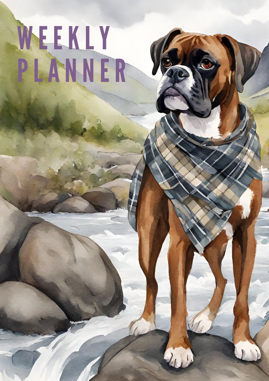 Downloadable Weekly Planner Boxer Dog Thistle & Terrier - Etsy