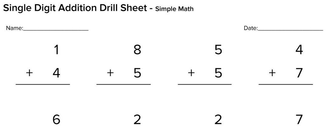 Kindergarten / First Grade Addition Worksheet - Etsy