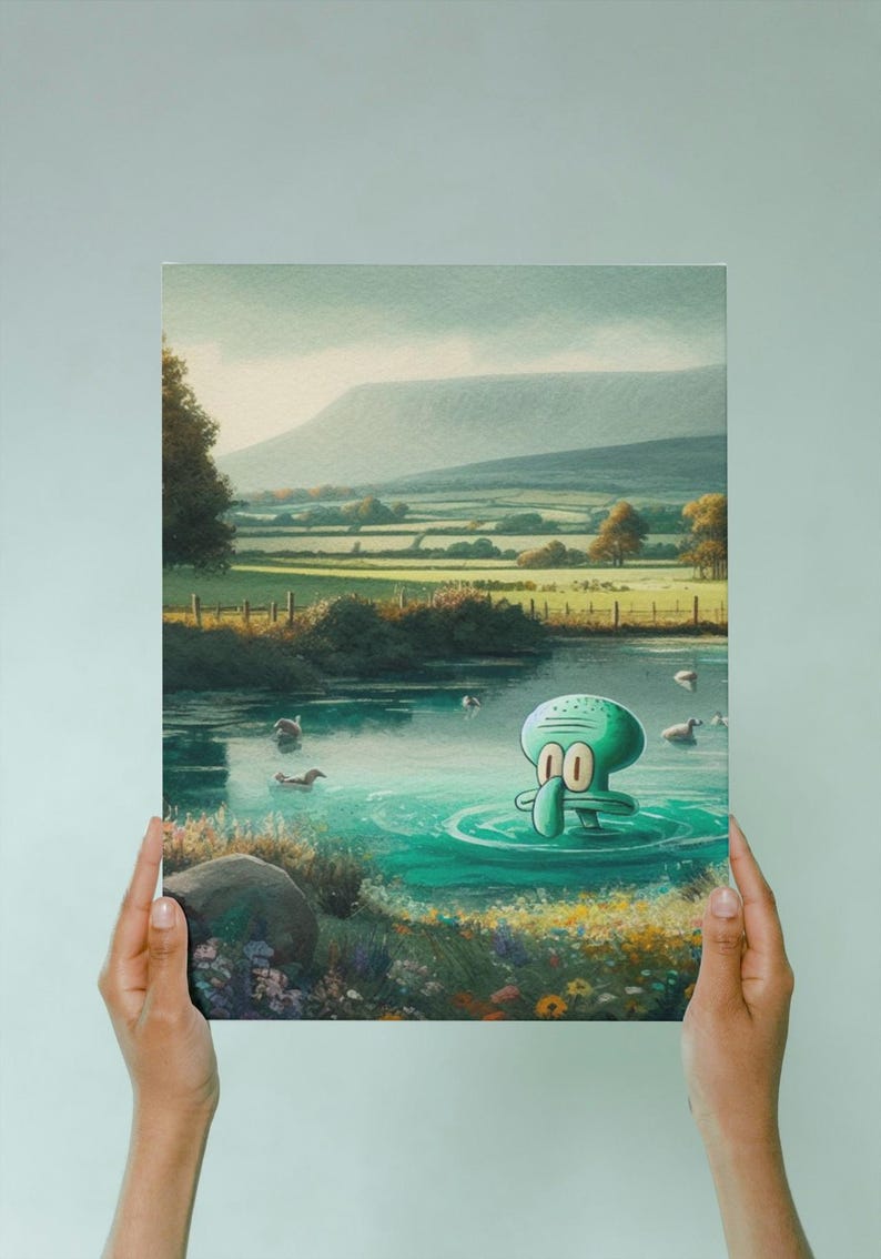 Squidward Watercolour Digital Art Print, Squidward Digital Art ...