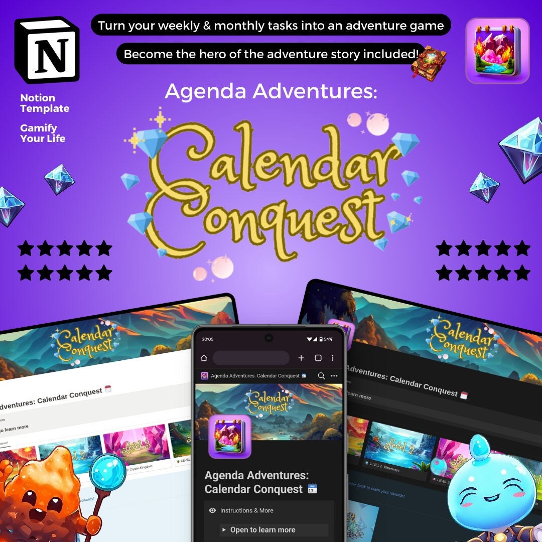 Notion Template Productivity Game, Daily Weekly Planner, Productivity ...