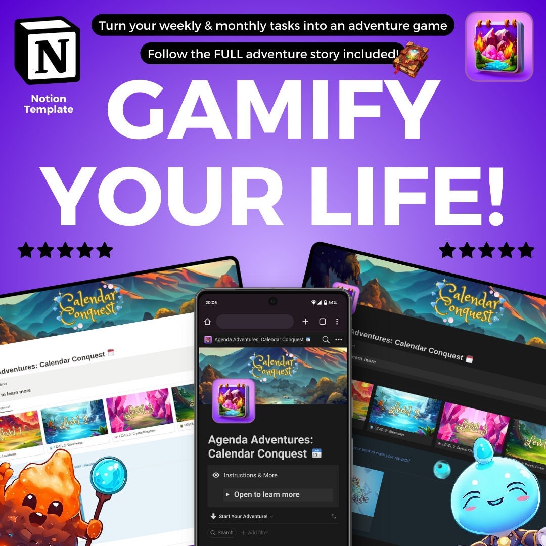 Notion Template Productivity Game, Daily Weekly Planner, Productivity ...