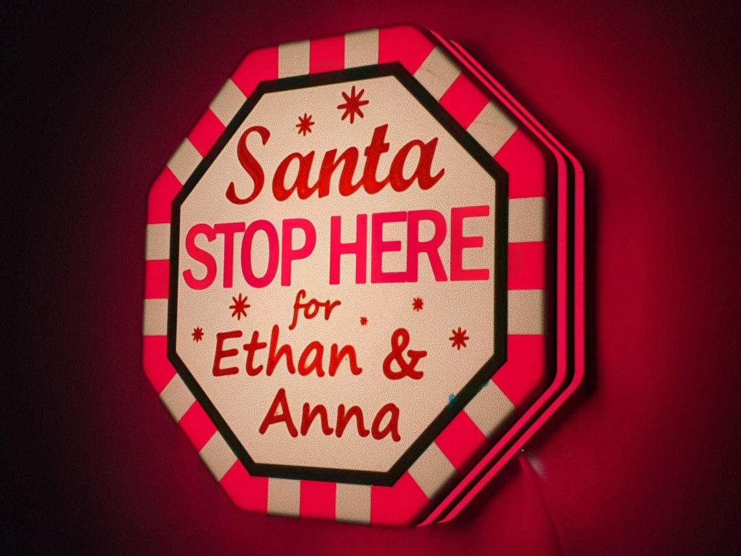 Santa Stop Here Light up Sign - Customize With Your Text - Etsy