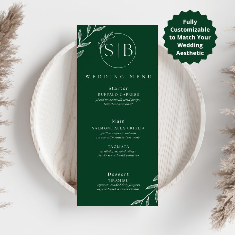 Monogram Wedding Menu Card Template Elegant Wedding Menu Cards Modern ...