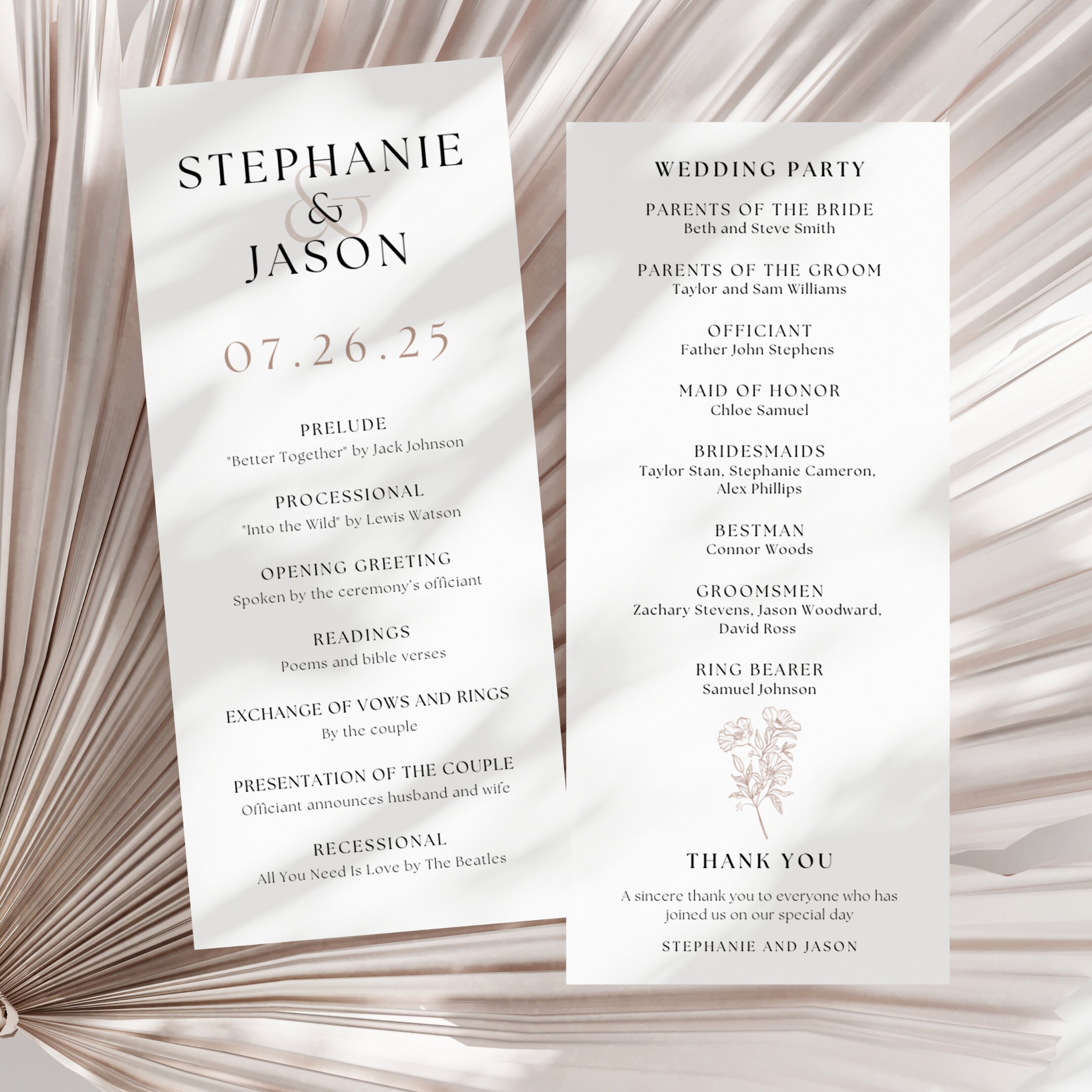 Wedding Ceremony Program Template Wedding Ceremony Template Card Order ...