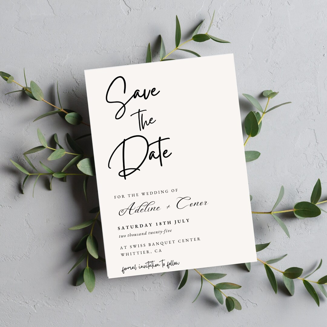 Minimalist Save the Date Template | Simple Save the Date | Boho Save ...
