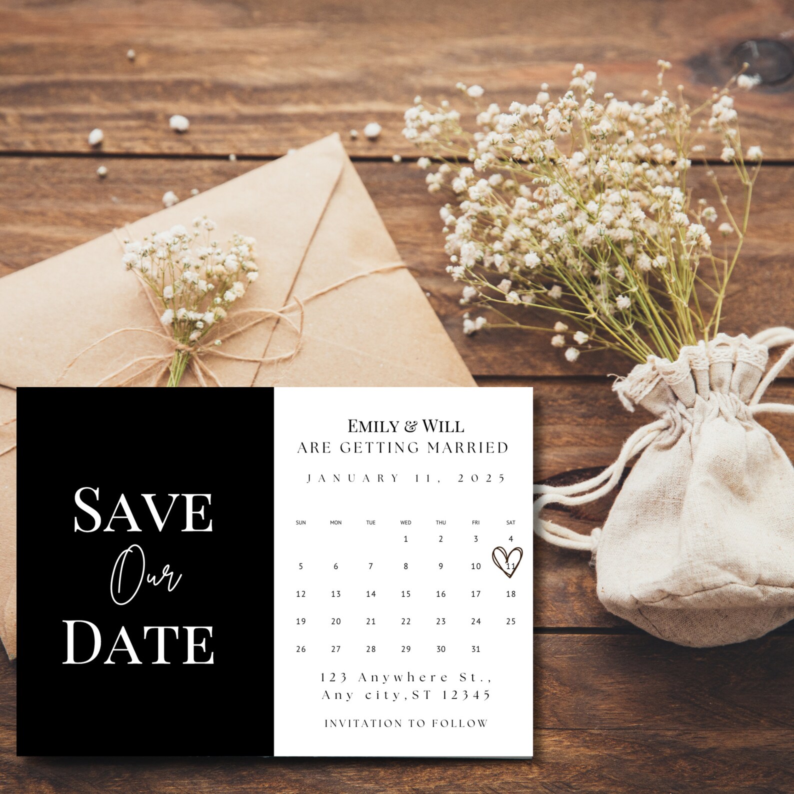 Calendar Save the Date Template | Elegant Wedding Save the Date ...