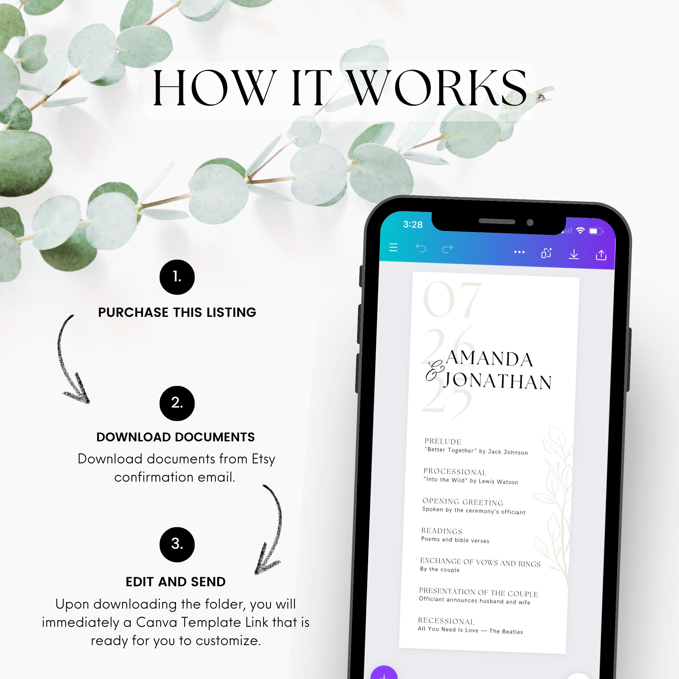 Wedding Ceremony Program Template | Wedding Ceremony Template Card ...