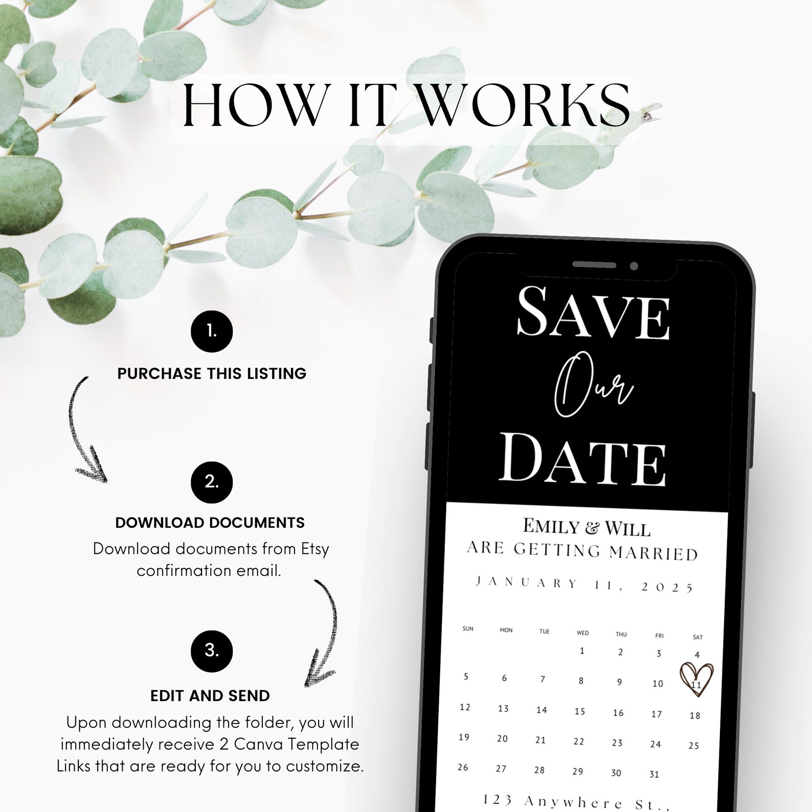 Calendar Save the Date Template | Elegant Wedding Save the Date ...