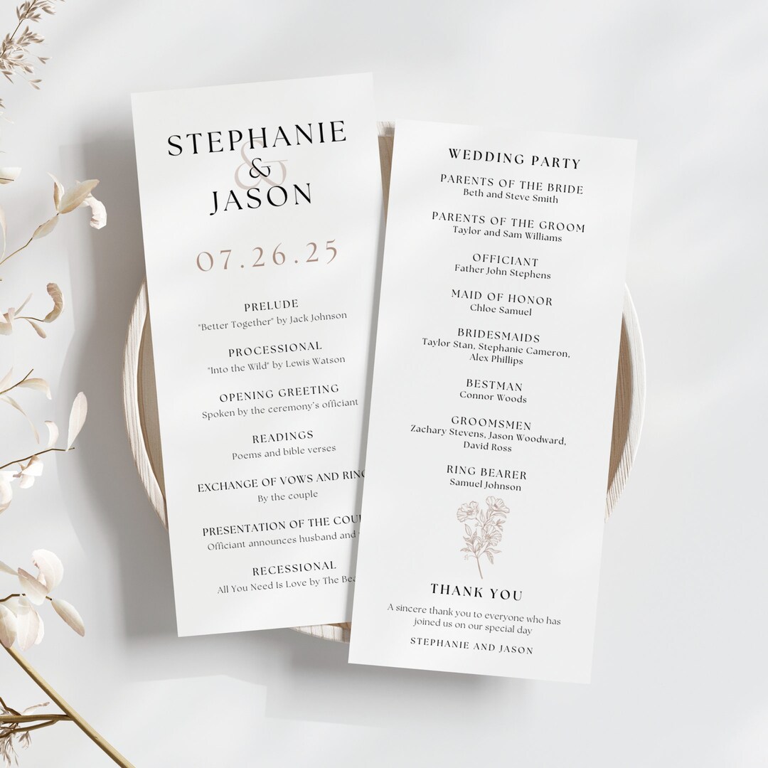 Wedding Ceremony Program Template | Wedding Ceremony Template Card ...