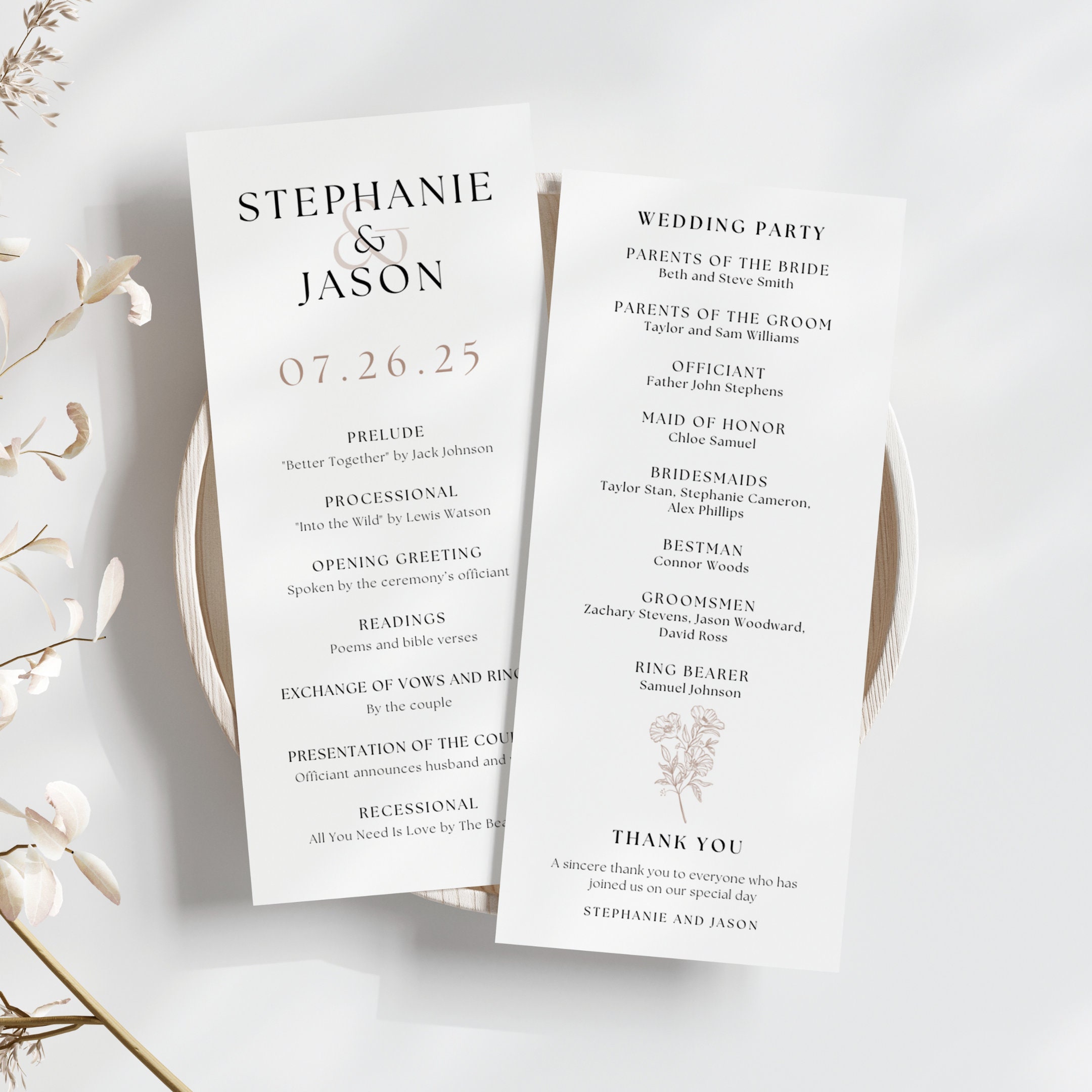 Wedding Ceremony Program Template Wedding Ceremony Template Card Order ...