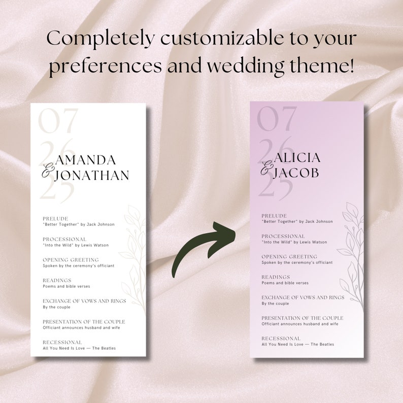Wedding Ceremony Program Template Wedding Ceremony Template Card ...