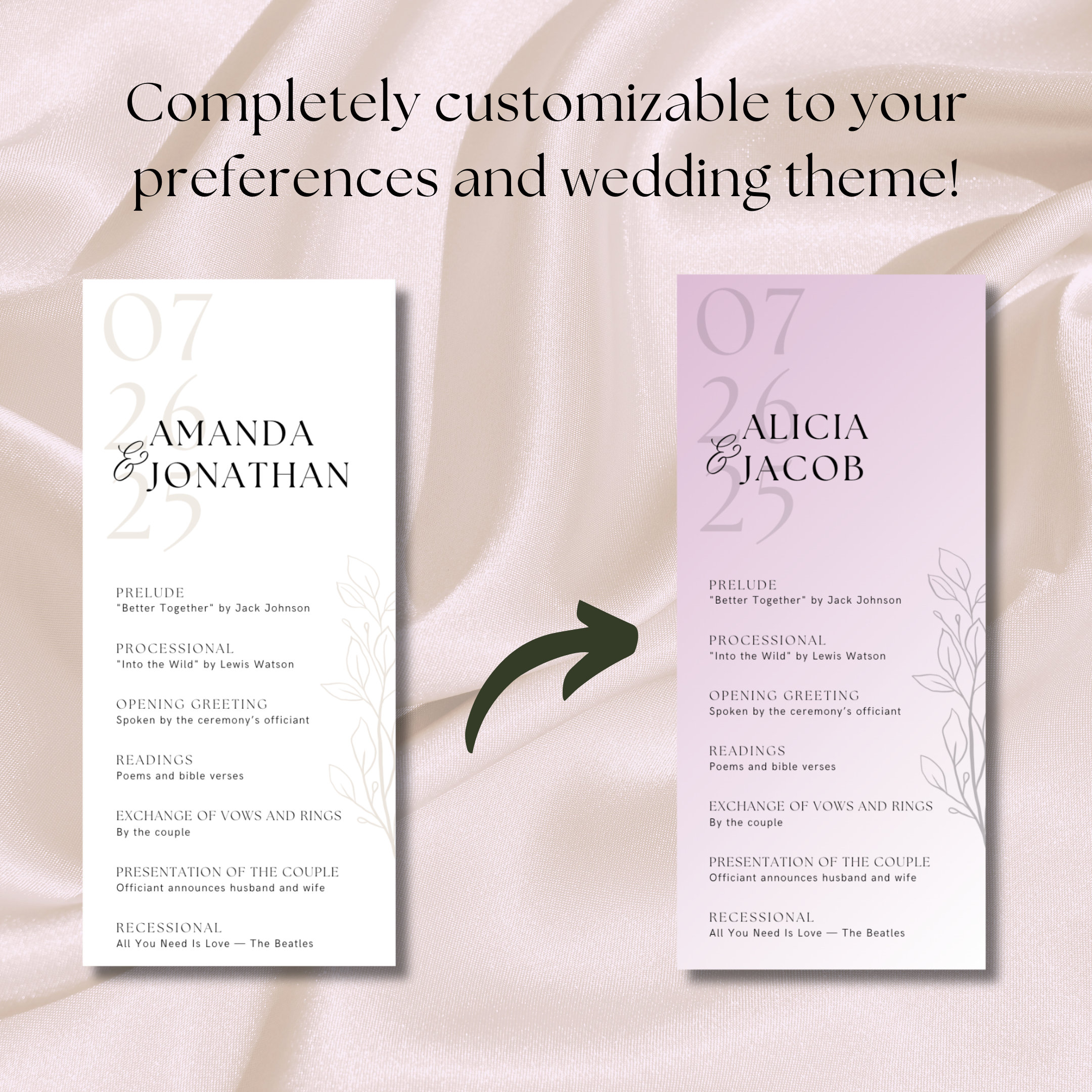 Wedding Ceremony Program Template | Wedding Ceremony Template Card ...