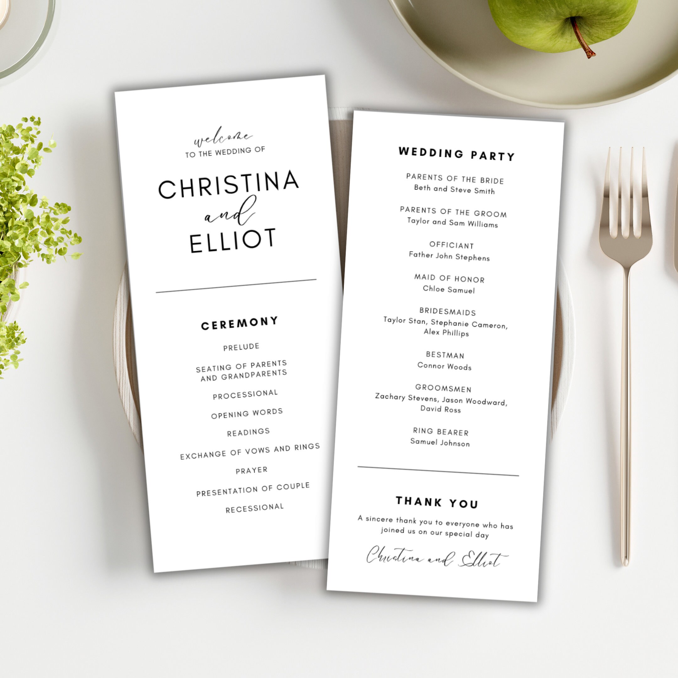 Wedding Program Template Elegant Wedding Ceremony Program Boho Wedding Program Timeline Template ...