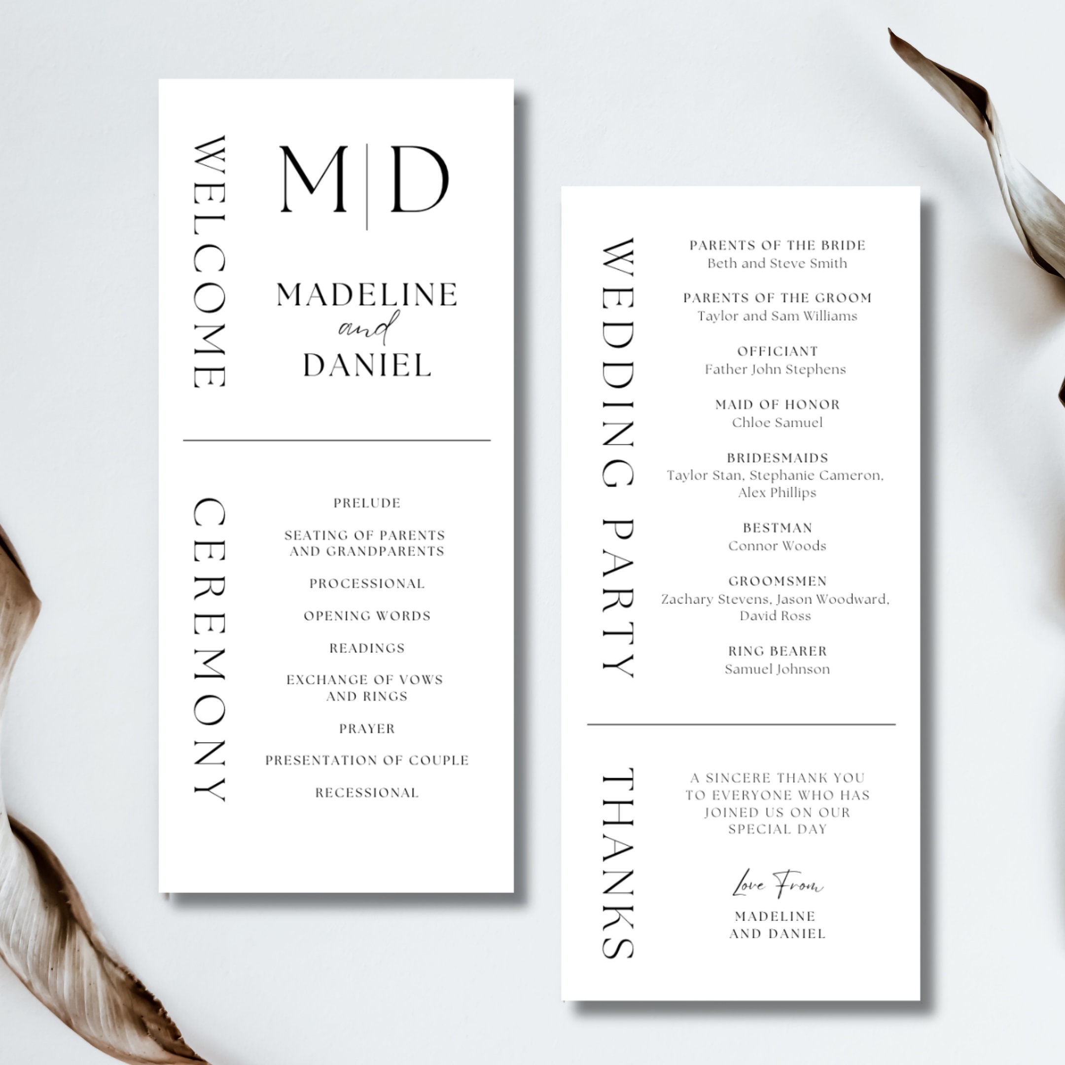Elegant Wedding Program Template | Editable Wedding Program ...