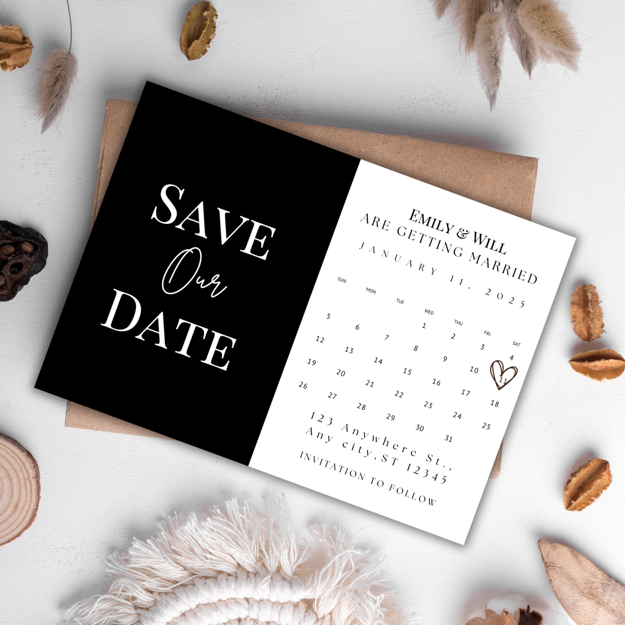 Calendar Save the Date Template | Elegant Wedding Save the Date ...