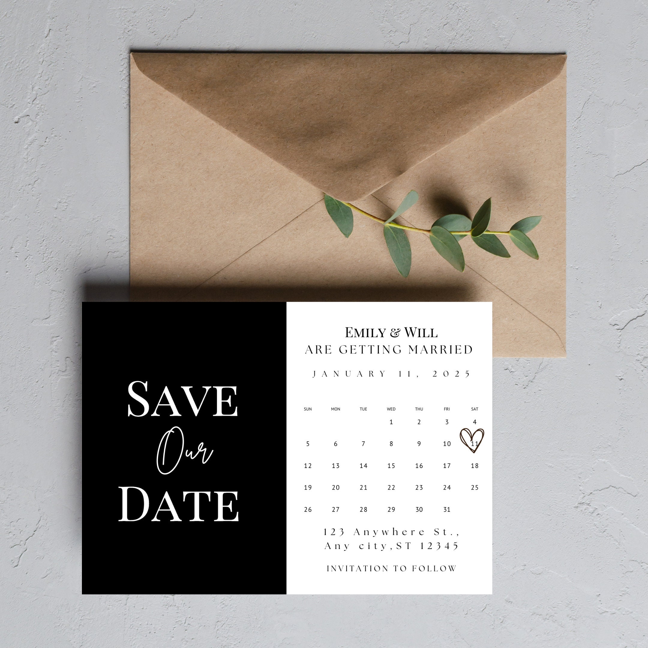 Calendar Save the Date Template | Elegant Wedding Save the Date ...