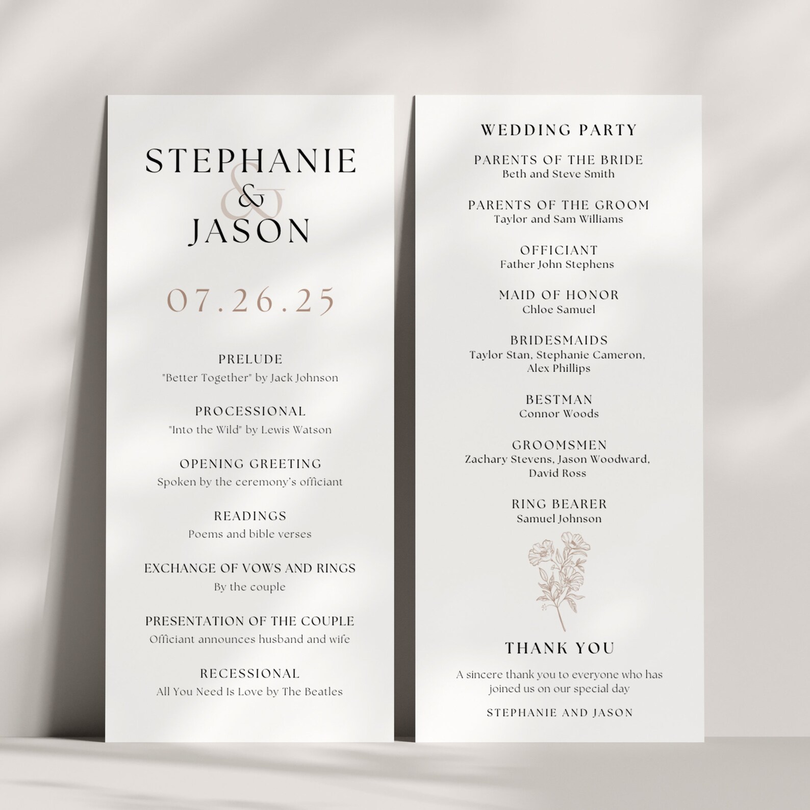Wedding Ceremony Program Template | Wedding Ceremony Template Card ...