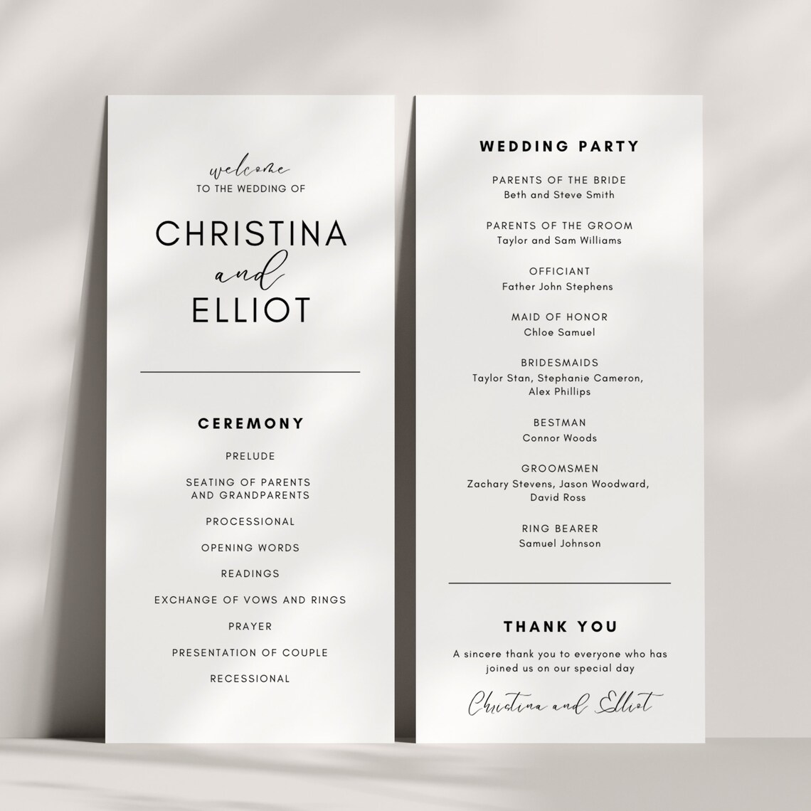 Wedding Program Template Elegant Wedding Ceremony Program Boho Wedding ...