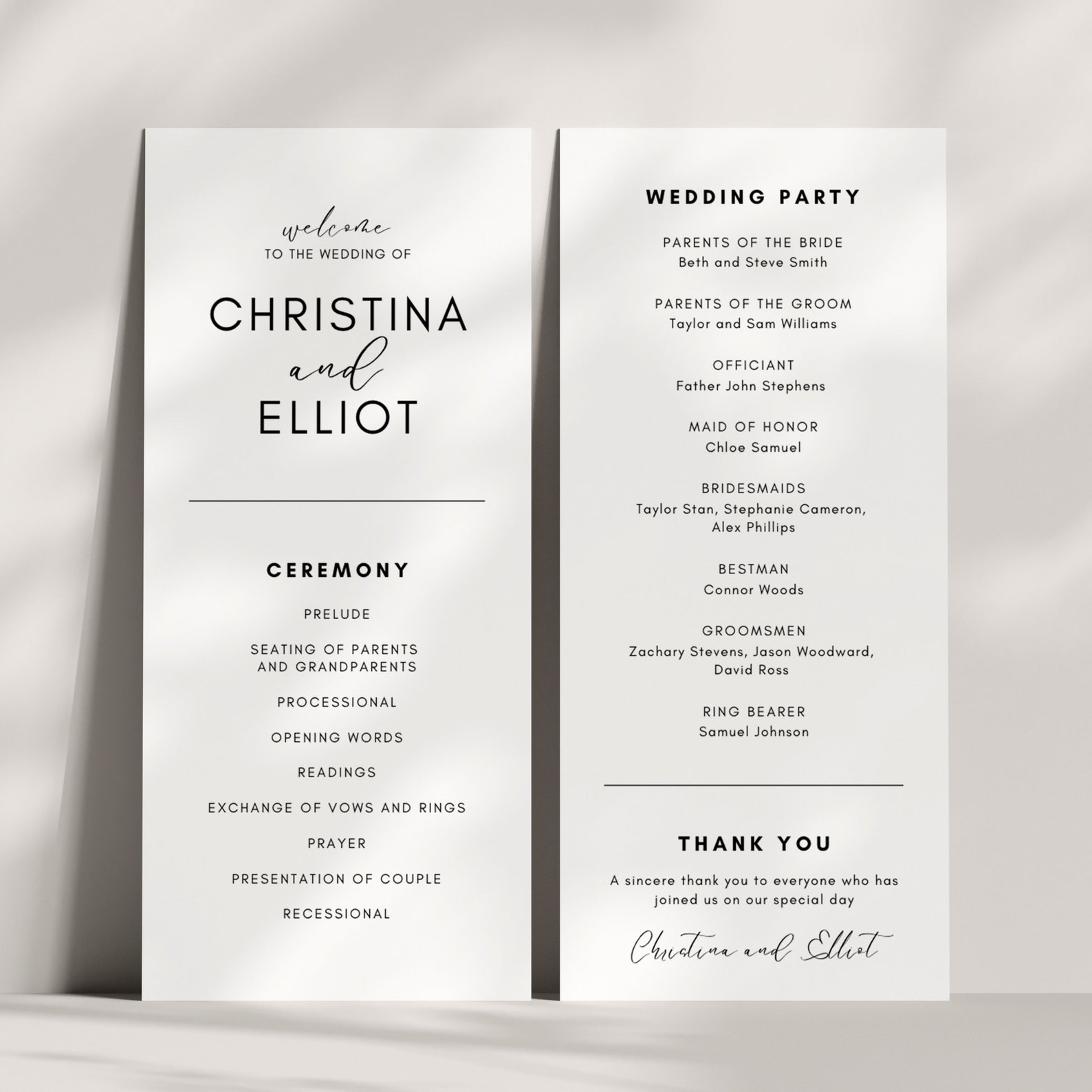 Wedding Program Template Elegant Wedding Ceremony Program Boho Wedding ...