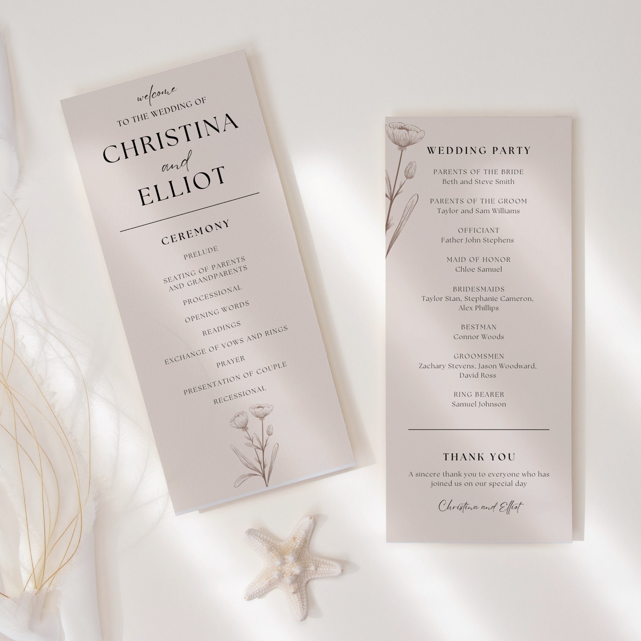 Boho Wedding Program Template Wedding Ceremony Program - Etsy